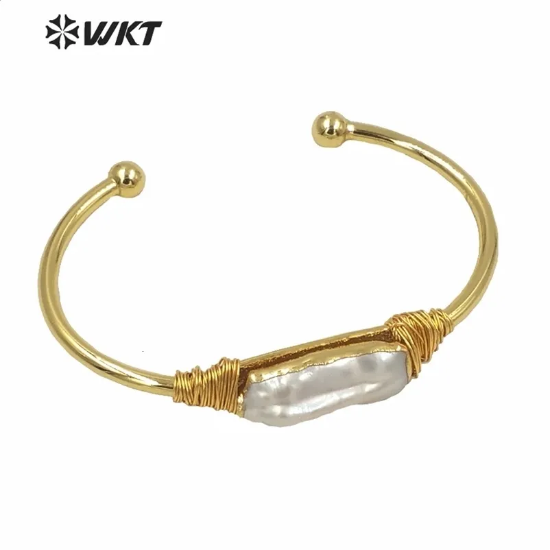 Natural Pearl Silk Mens Gold Cuff Bracelets With Irregular Gold Watch ...