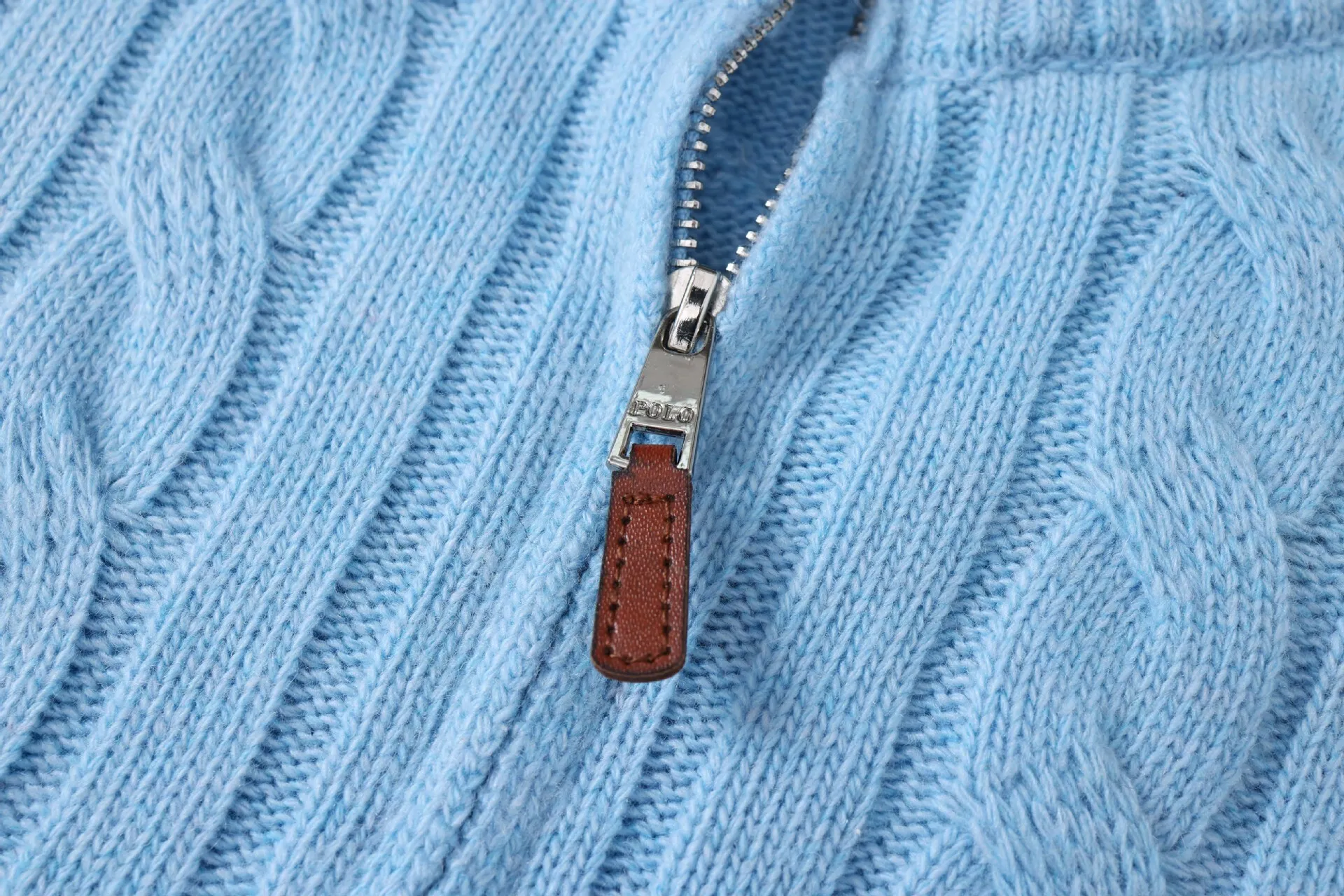 Designer Knit Polo Cable Sweater For Men And Women Half Zipper, Quarter ...
