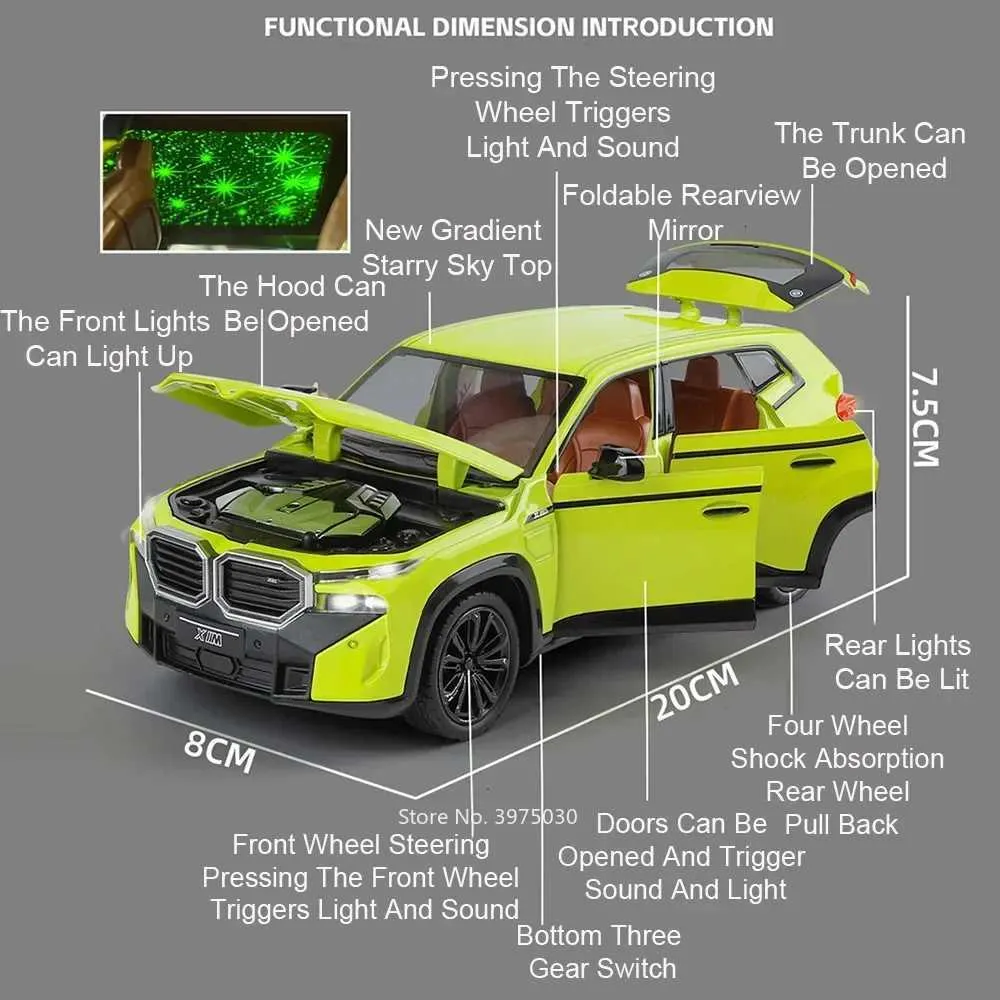 1:24 Scale Diecast Alloy Toy SUV Car Model with 6 Opening Doors, Pull ...