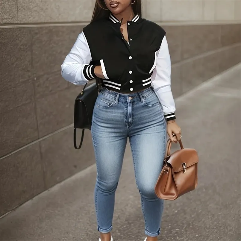 Spring and Autumn European Women's Color Matching Jacket Single ...