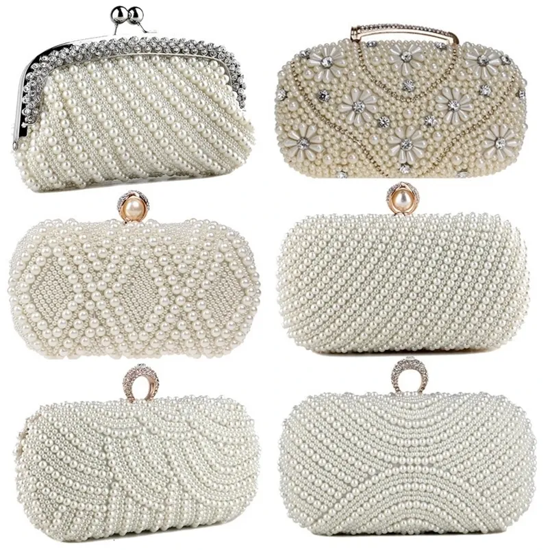 Beaded Wedding Clutch Evening Bag with Rhinestones and Pearls, Handbag ...
