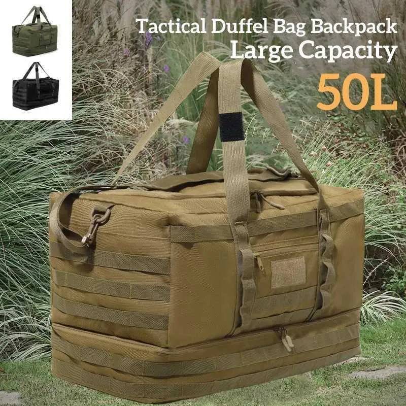Large 50L Tactical Duffel Canvas Bag For Men Ideal For Hiking, Travel ...