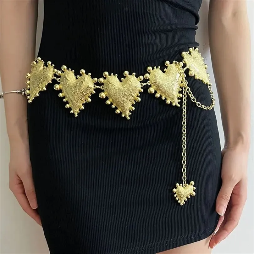 HUANZHI Metal Texture Heart Shaped Waist Chain For Women Large ...