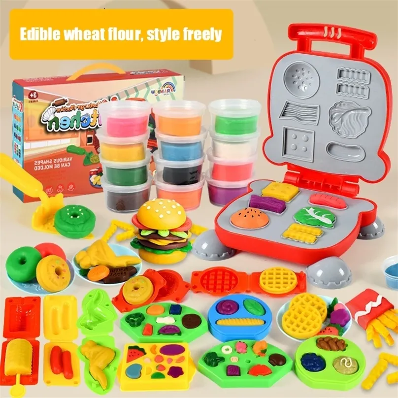 Learning Toys: Children's Diy Kitchen Clay Pretend Play Set with Burger ...