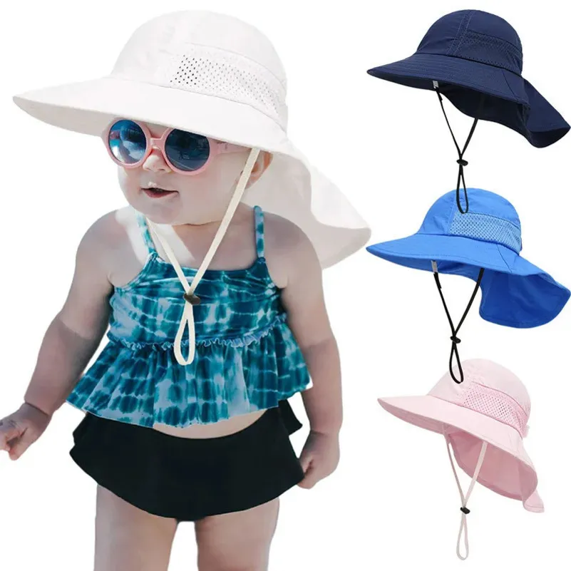 Summer Mesh Shawl Hat for Baby, UV Protection Kids Bucket Hat with ...