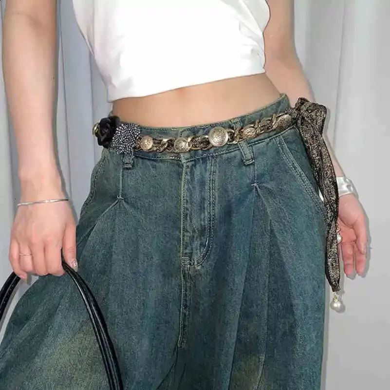 Niche Fashion Metal Retro Belt for Women, Y2K Chinese Style Flower High ...