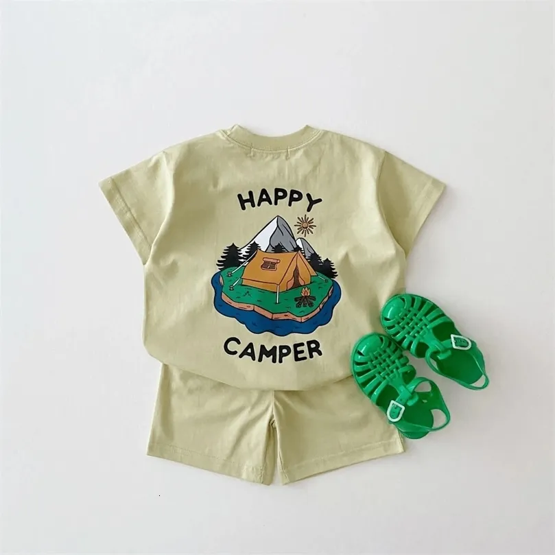 Korean Summer Baby Outfit Set: Two-Sided Print Camper T-Shirt and ...