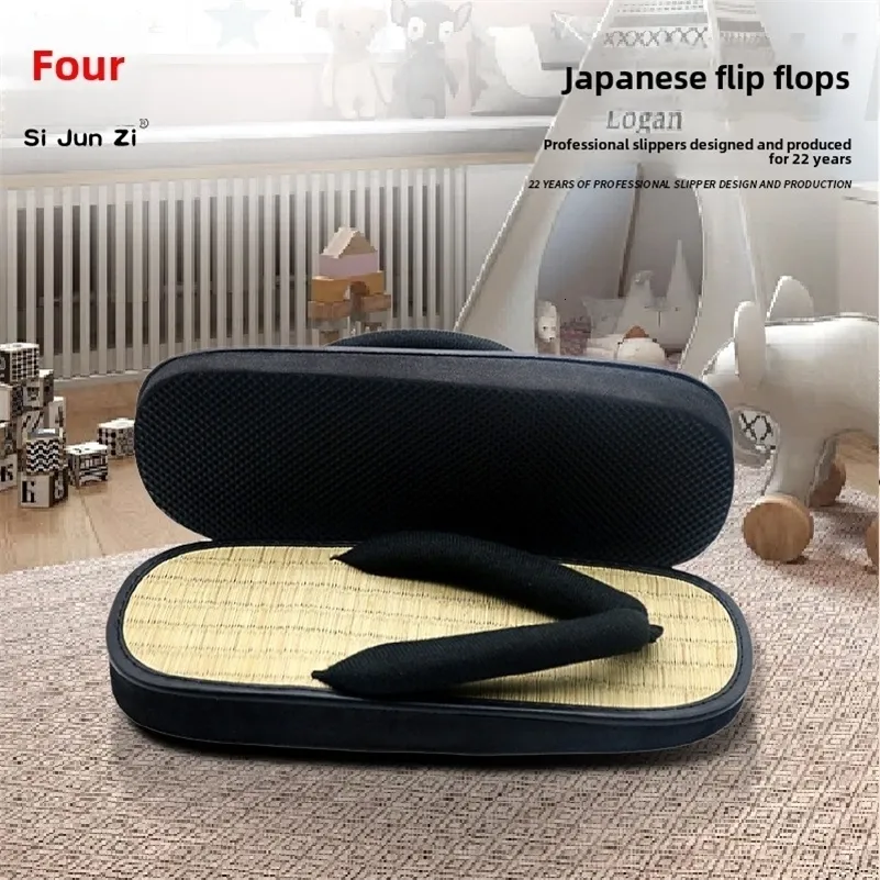 Straw Plaited Mens Flip Flops Thick Sole Open Toe Indoor House Slippers ...