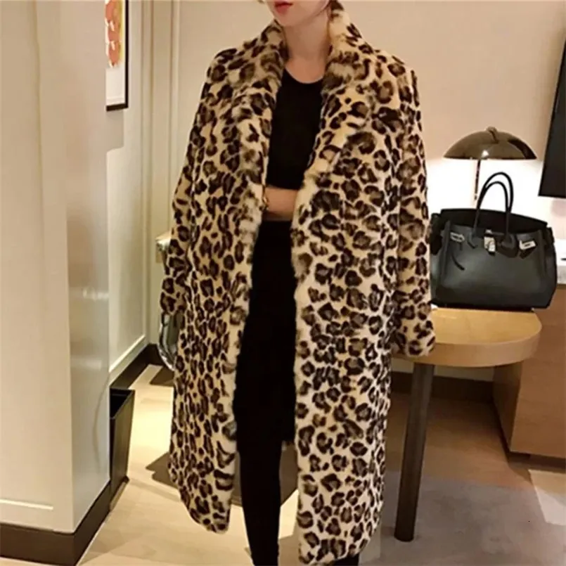 Fashion Leopard Long Jacket Coat: Women's Winter Thick Warm Outerwear ...