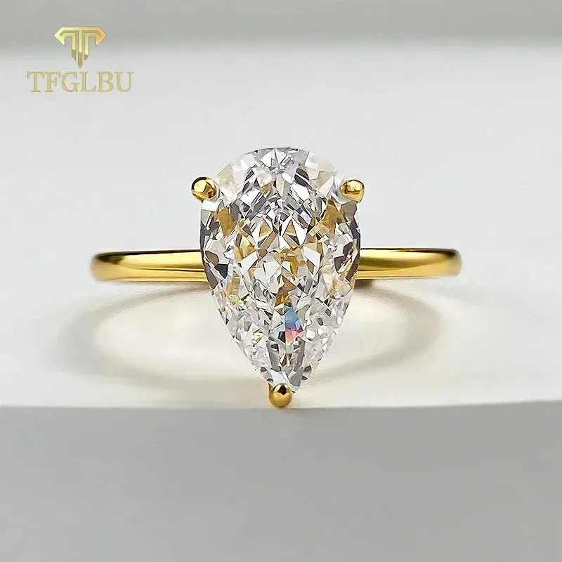 TFGLBU D VVS1 Pear Ring for Women, GRA Certified Lab Diamond, Solid ...