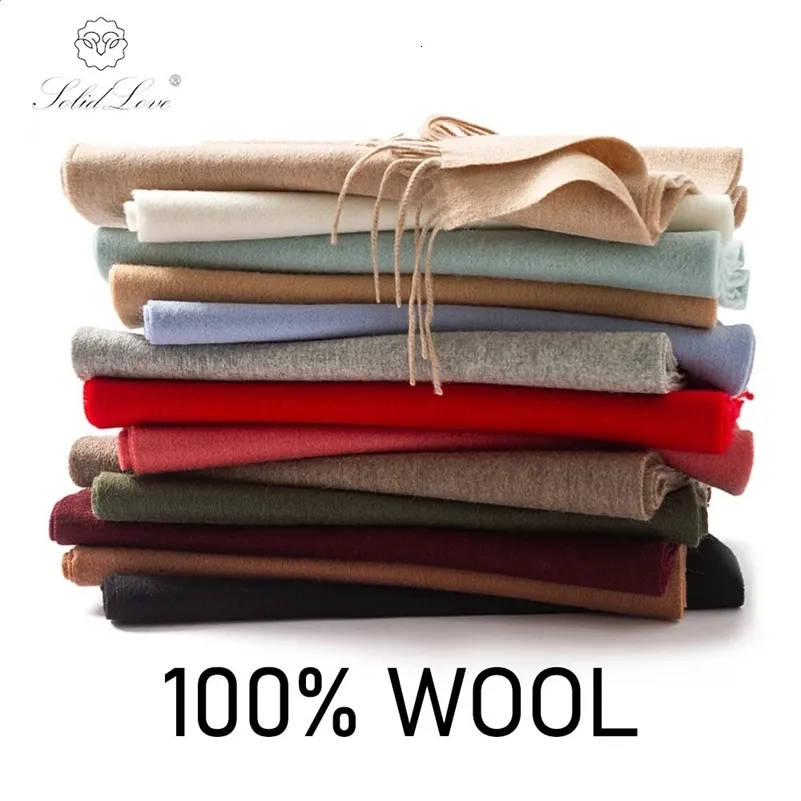 Solidlove Wool Winter Scarf Women 100% Wool Pashmina Lace Scarf Under ...