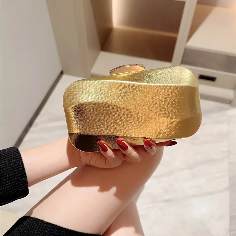 Square Box Shaped Evening Clutch Gold Clutch Bag With Chain High End ...
