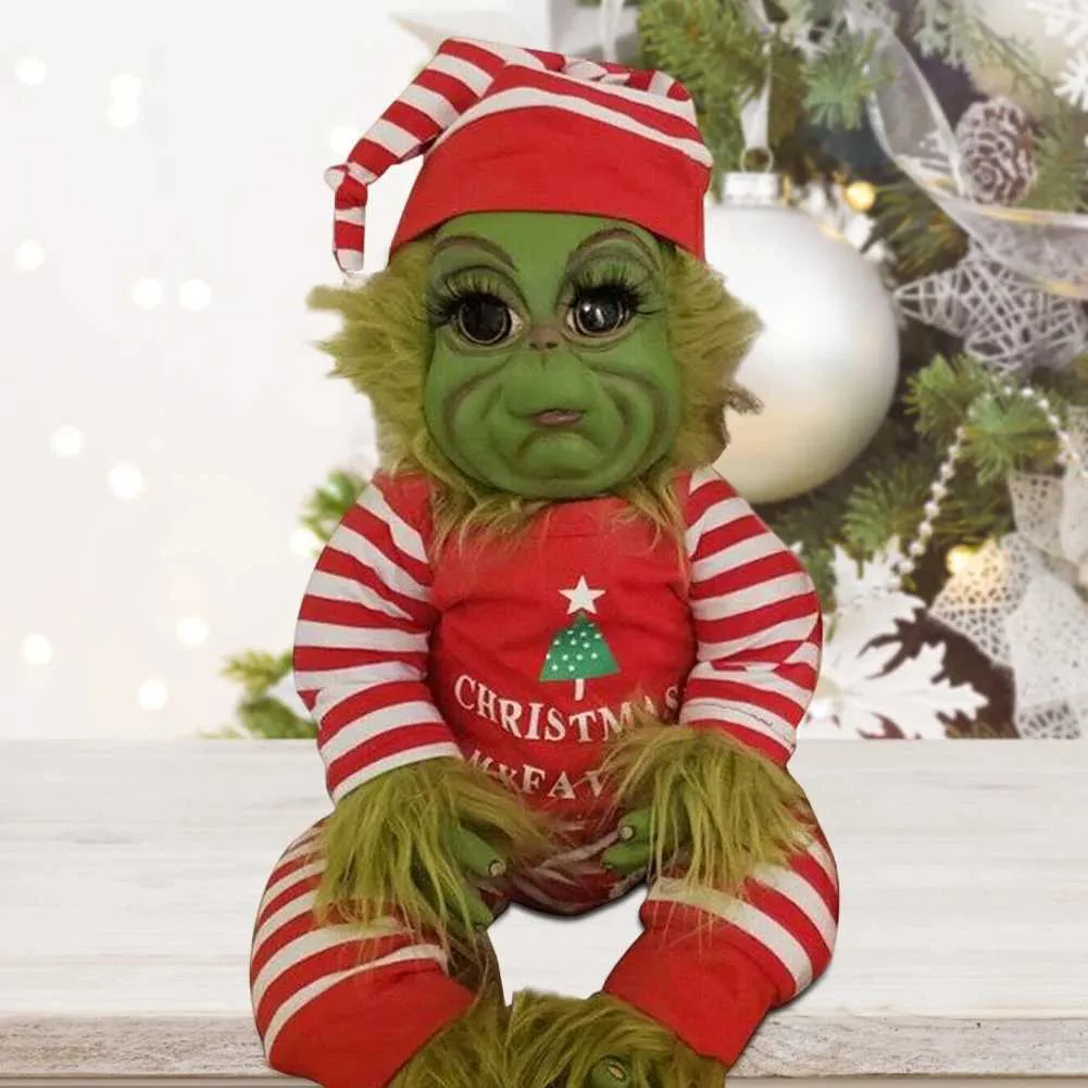 Christmas Plush Doll: Green Monster Grinch Baby Toy - Soft Christmas ...