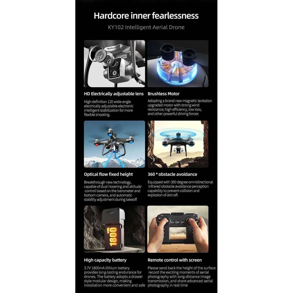 New Ky102 Drone with Remote Control, 8K HD Camera, Brushless Motor ...