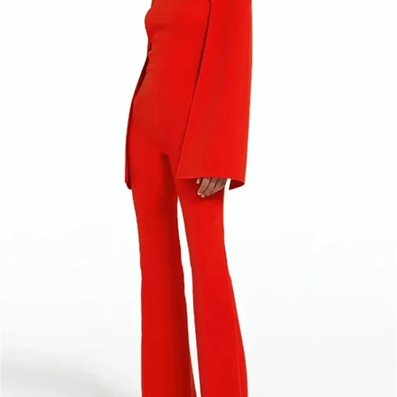 Deat Elegant 2-Piece Halter Shawl Strapless Jumpsuit Women's Custom ...
