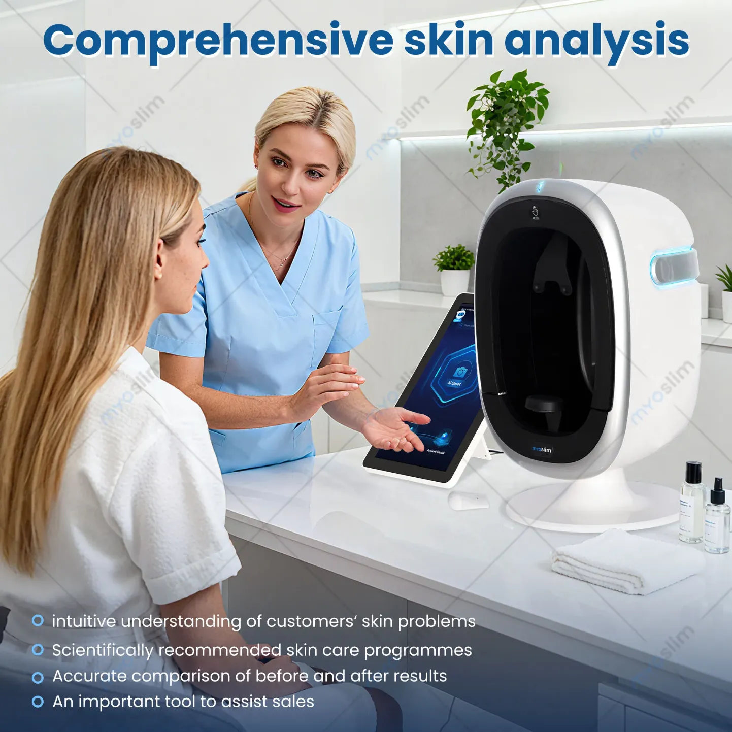 Professional 8 Spectrum 3D AI Facial Smart Skin Analyzer For Salon ...