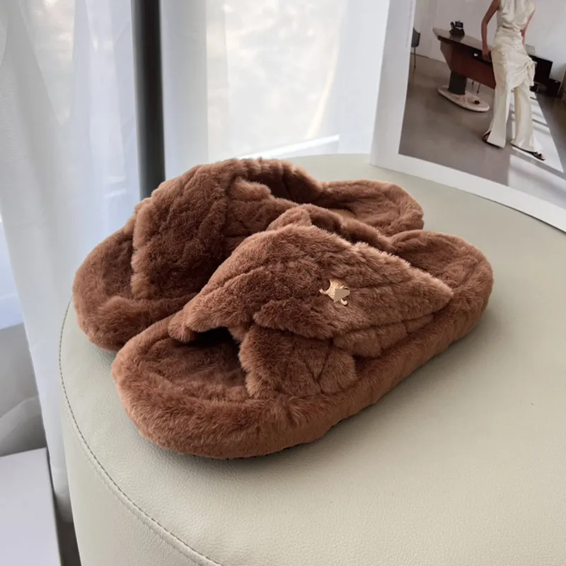 Luxury Designer Fur Slip In Slide For Women And Men Comfortable Fuzzy ...