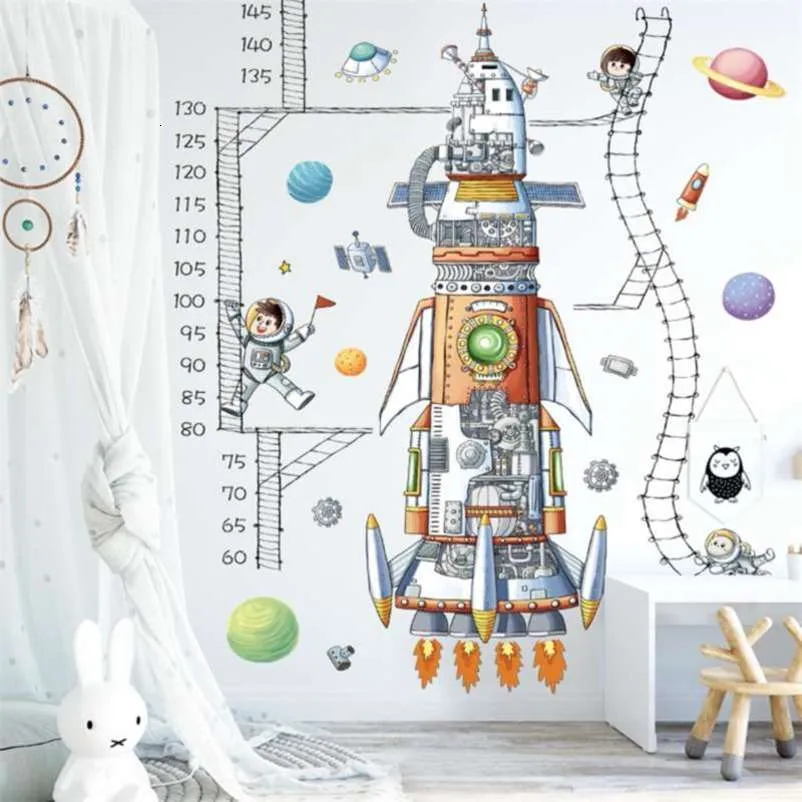 Space Rocket Height Measure Stickers For Kids Room Children Bedroom ...