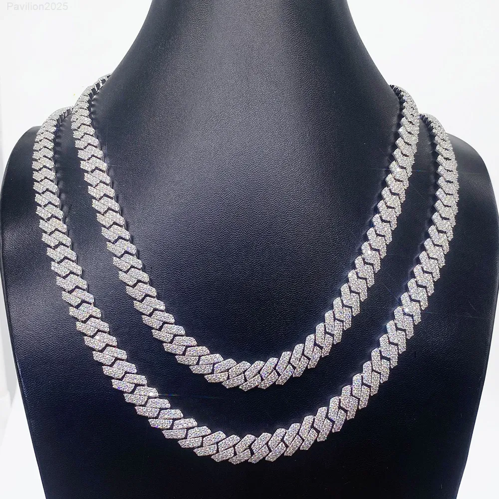 10mm High-End Moissanite Diamond Necklace: S925 Silver Cuban Link Chain ...