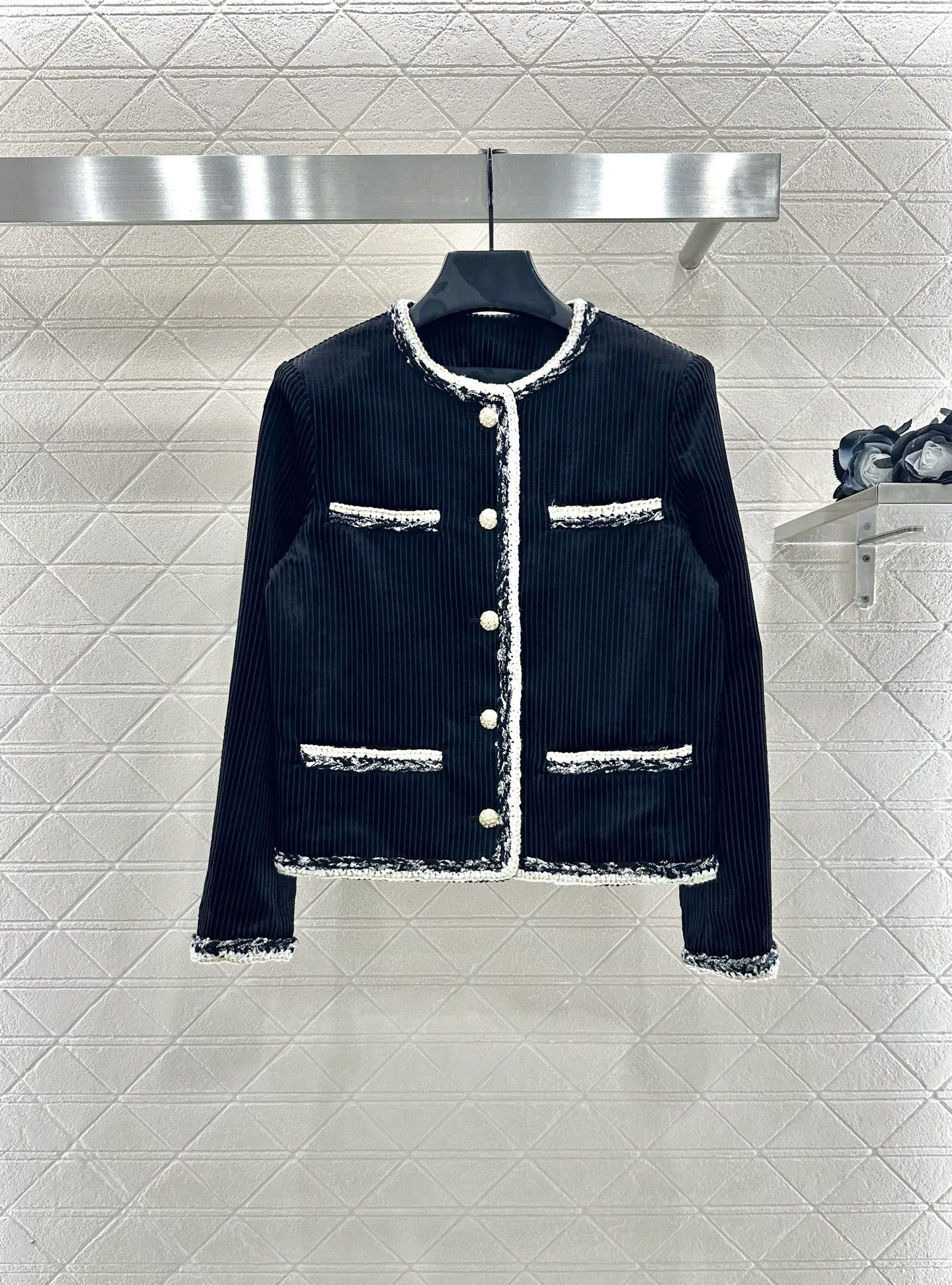 Luxurious French Style Women's Ladies Tweed Jacket With Custom Corduroy ...
