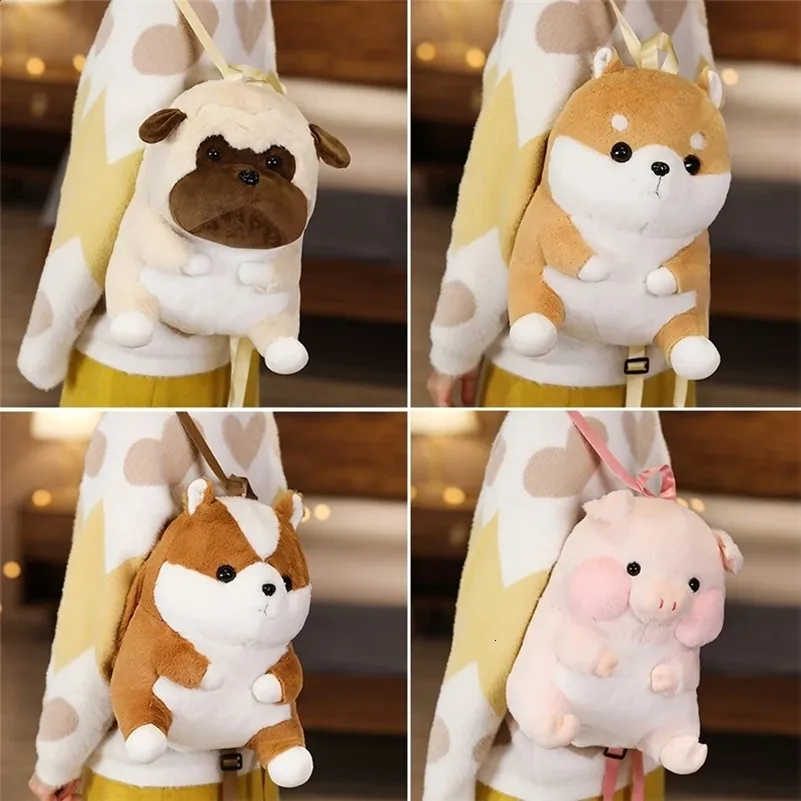 Adorable Plush Animal Stuffed Animal Backpack For Kids Dog, Pig, Shiba ...
