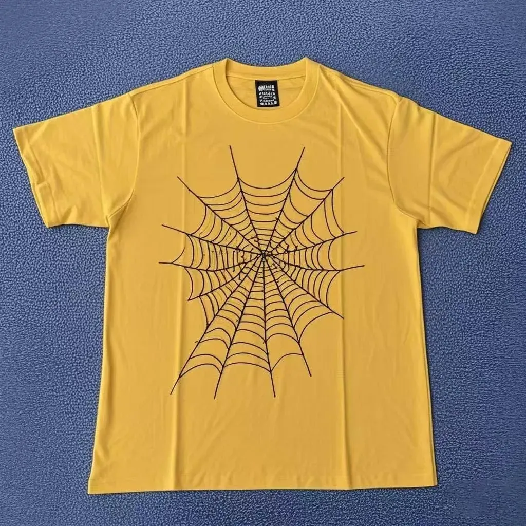 Designer Spiders Shirt Cotton Crew Neck Short Sleeve Black Printed ...