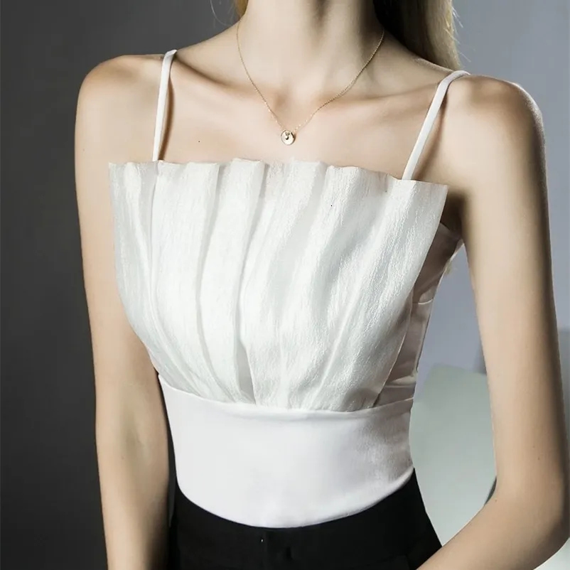 Camisoles Tanks Girls Elegant Camisole Tops Women's Pleated Tube Top ...