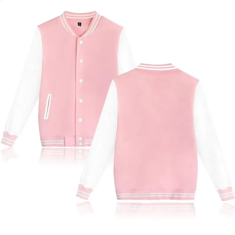 Hip Hop Harajuku Baseball Bomber Pink Varsity Jacket Black/Pink Solid ...