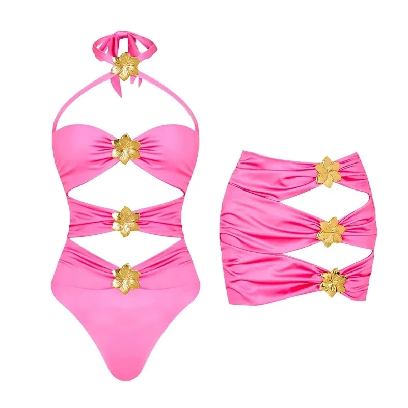2025 Cutout One Piece Swimsuit and Skirt Swimwear Women's Bodysuit ...