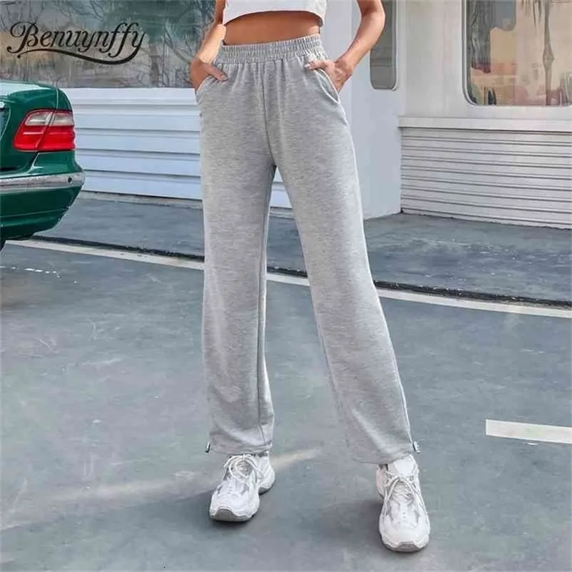 Solid Pocket Elastic Waist Women's Trousers: Summer Fashion Sport Style ...
