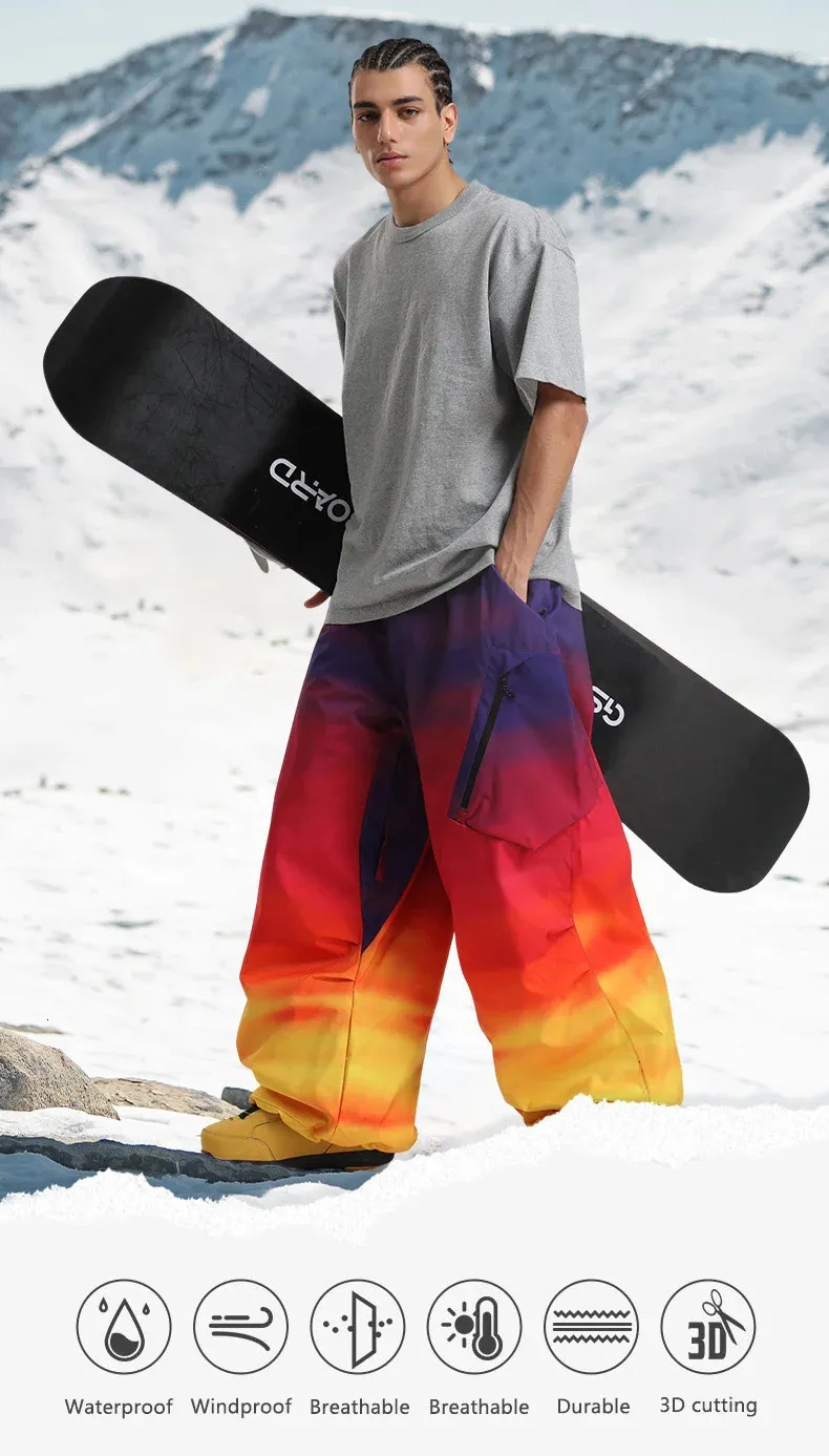 Loose Fit Ski Pants Men's Outdoor Snowboard Windproof Waterproof Warm ...