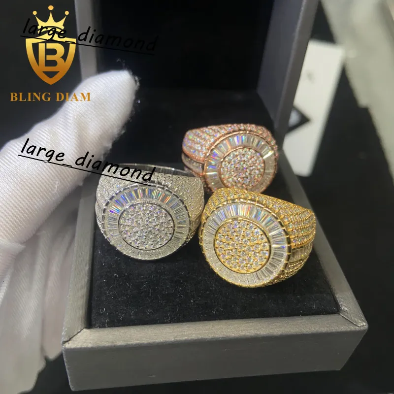 In Stock Fashion 925 Sterling Silver Moissanite Rings Iced Out Hip Hop ...