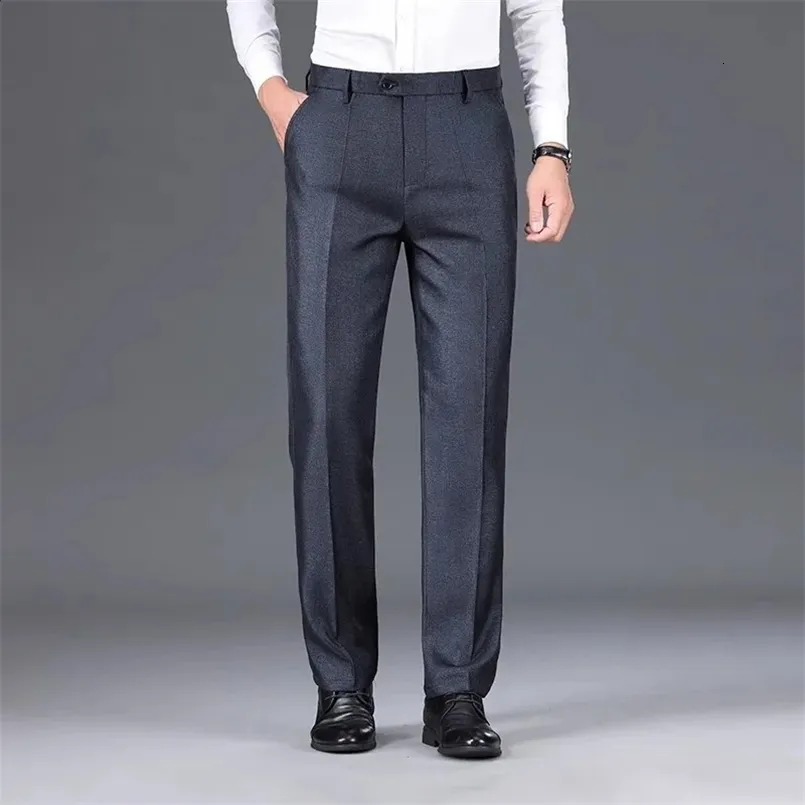 240924 Business Casual Suit Pants Men Solid High Waist Straight Leg ...