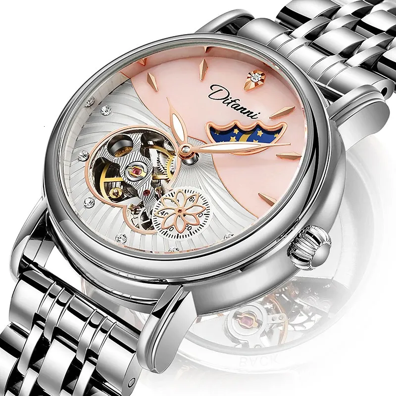 Rotatable Flowers Female Watch Women Top Fashion Moon Phase Waterproof ...