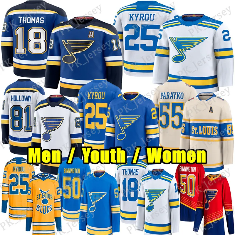 #18 Robert Thomas Stl Hockey Jersey Blues Jersey 25# Kyrou Binnington ...