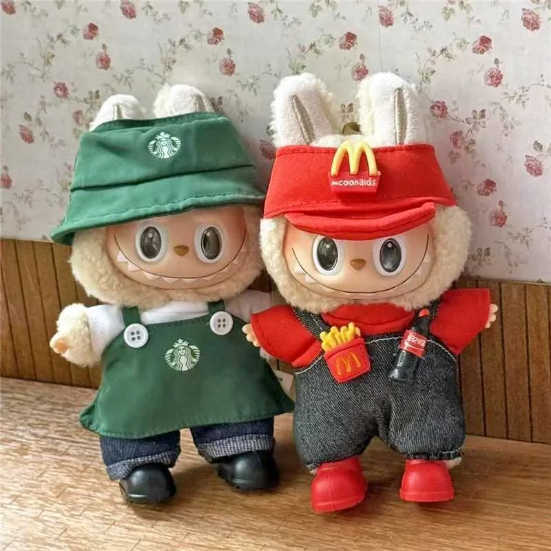 Labubu Doll Workwear Outfit Clothes Fast Food Cosplay Apron Accessories ...