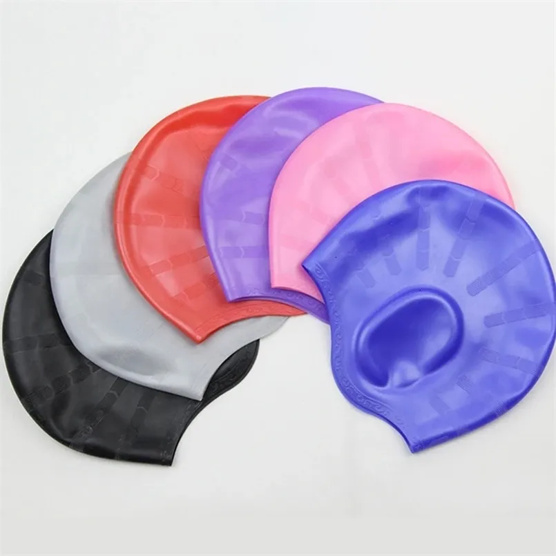 Adults' High Elastic Swimming Cap: Universal Waterproof Silicone Diving ...