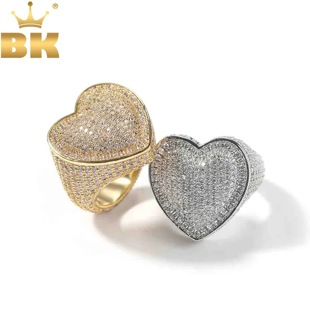 TBTK Heart Ring Full Micro Paved Iced Out Bling Cubic Zirconia HipHop ...