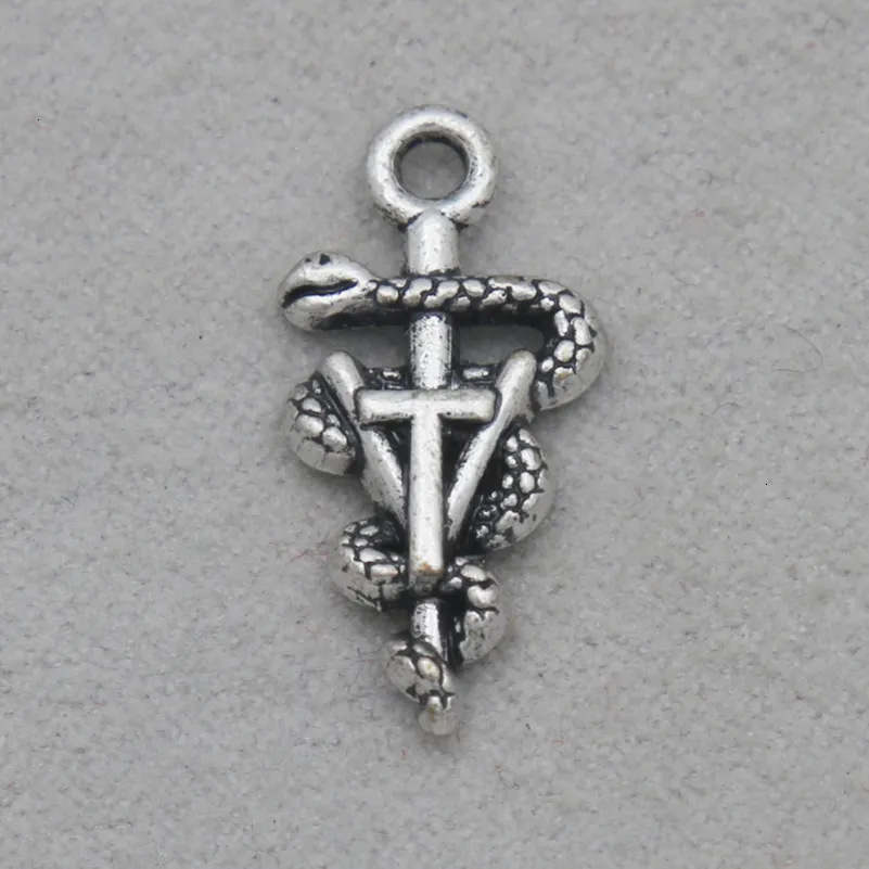RAINXTAR Caduceus Snake Charms 10x21mm Alloy Pendants For Jewelry ...