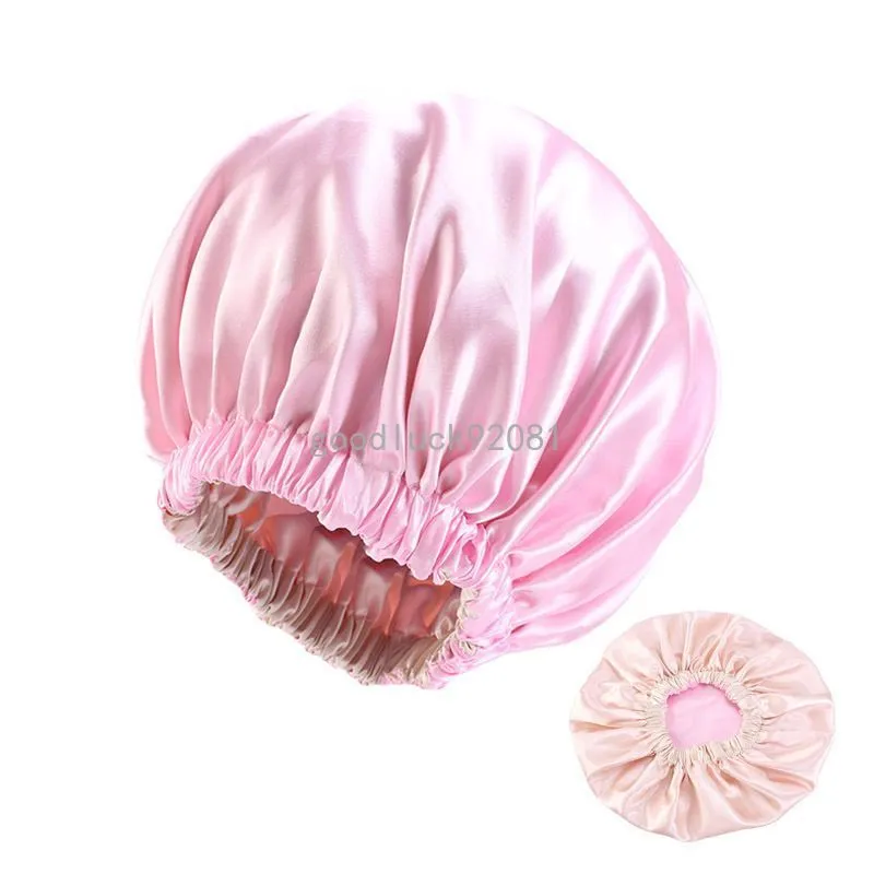 Solid Color Satin Hair Bonnet Sleeping Cap for Women Adjustable Strap ...