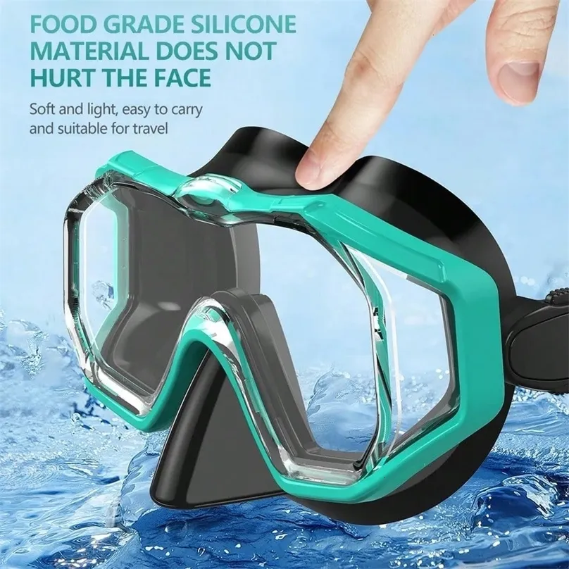 Scuba Diving Mask Panoramic 3 Window Snorkel Goggles With Nose Cover ...