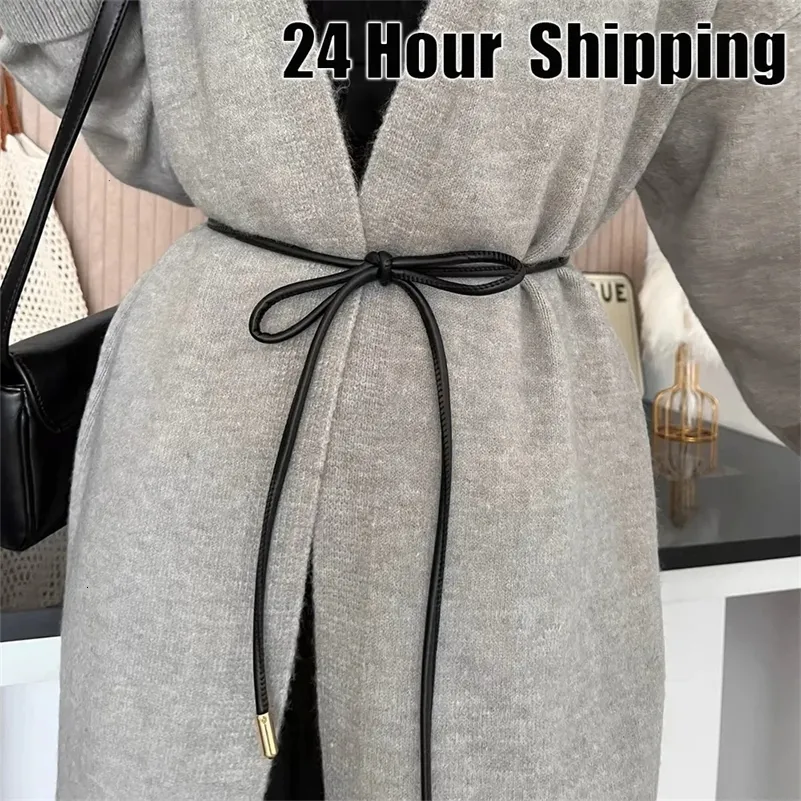 Women's Pu Leather Y2k Thin Waist Belt Chain, Slim Belt for Dresses ...