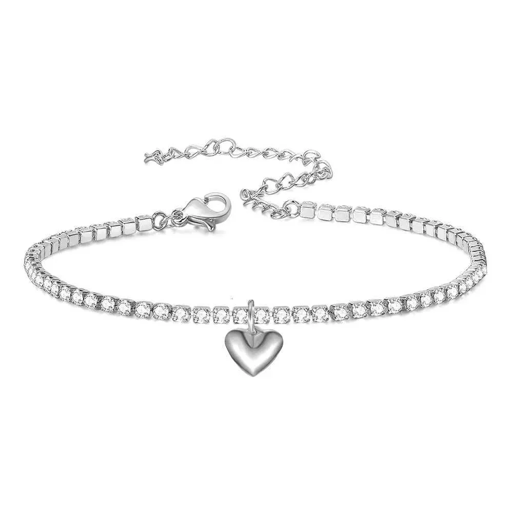 2mm Dainty Iced Out Tennis Chain Bracelet for Women, Silver Color ...