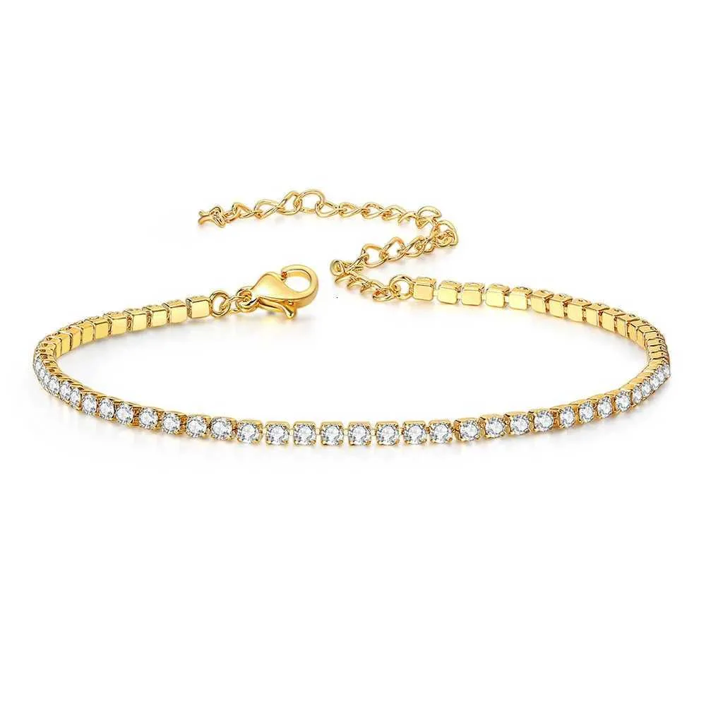 2mm Dainty Iced Out Tennis Chain Bracelet for Women, Silver Color ...