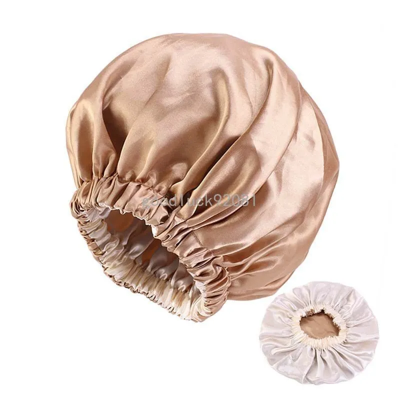 Solid Color Satin Hair Bonnet Sleeping Cap for Women Adjustable Strap ...