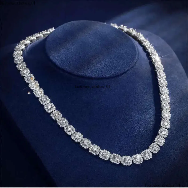 Moissanite Diamond Tennis Chain Necklace 6mm 10mm White Cluster Pendant ...