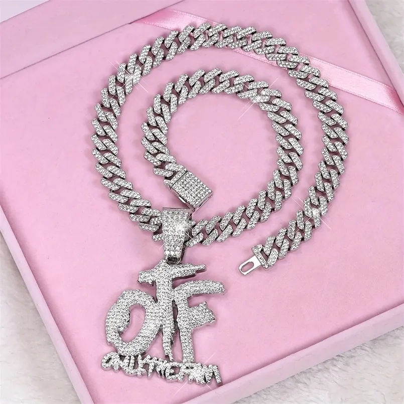 Iced Out OTF Cuban Chain With Pendant Cuban Chain Simple Hip Hop Rap ...