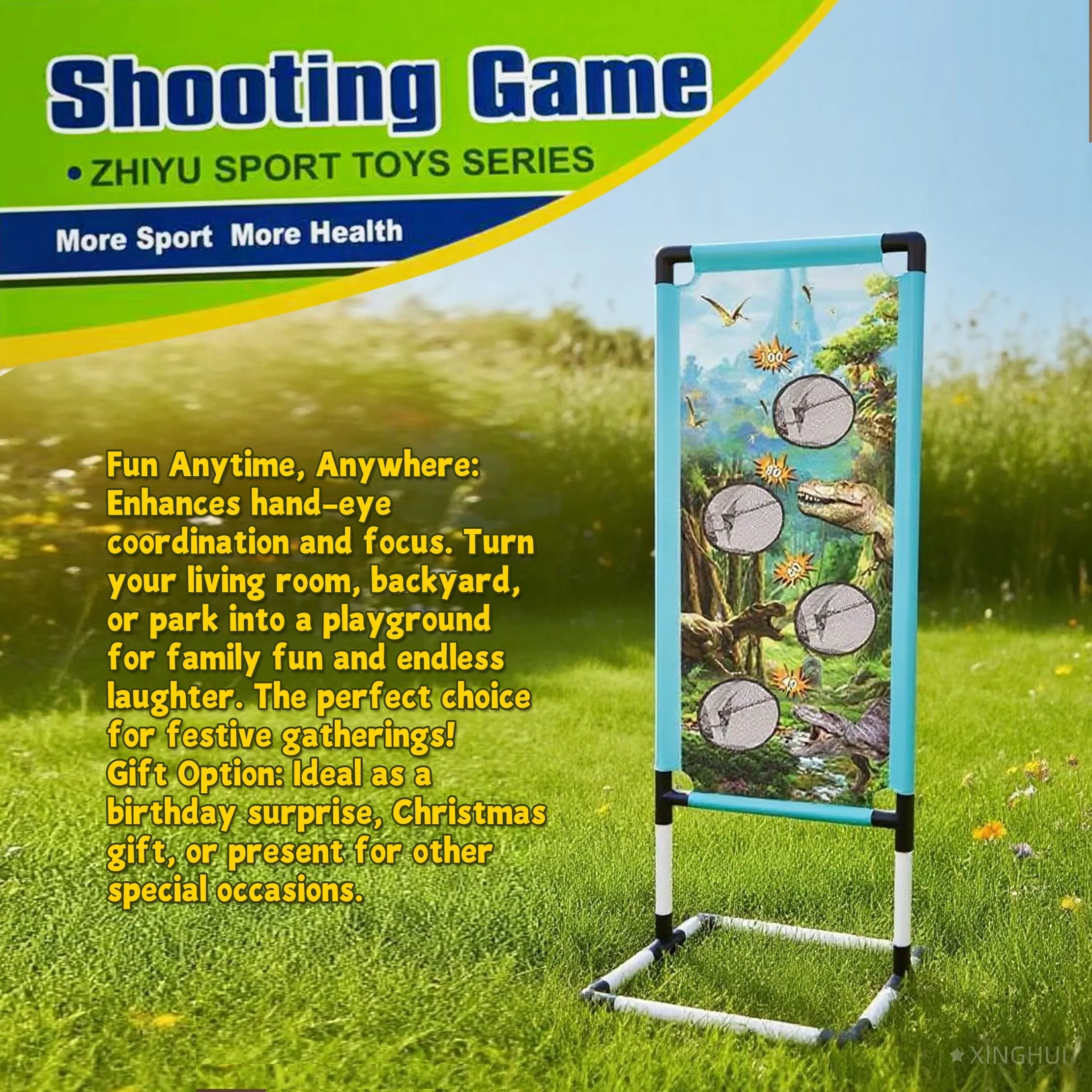 Shooting Game and Foldable Soccer Goal Set with Foam Balls - Outdoor ...