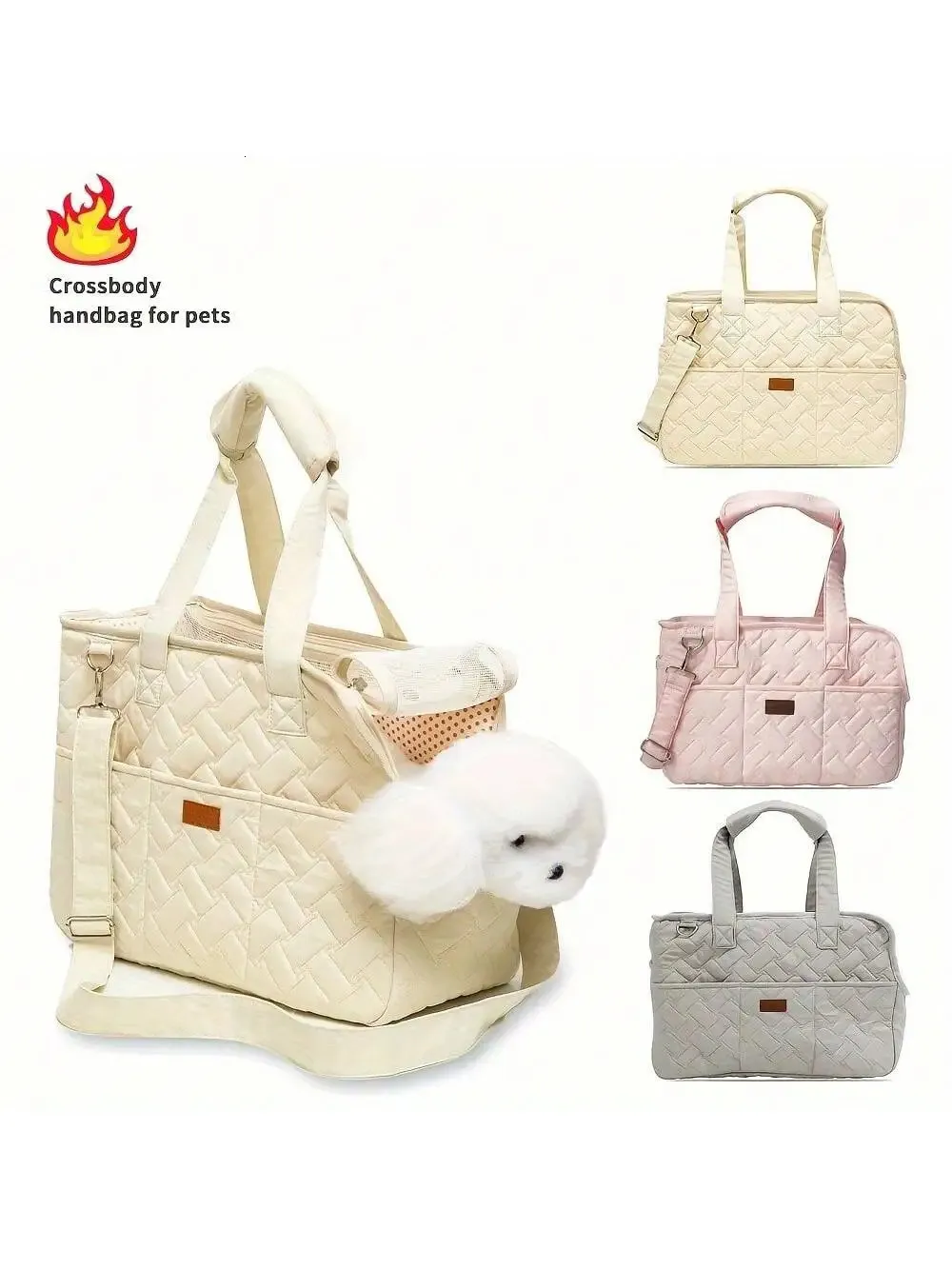 Pet tote bag large capacity breathable nylon carrier for medium breed ...