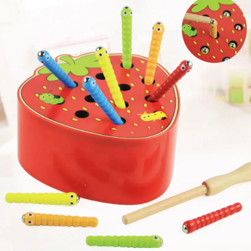 Montessori Wooden Catching Worms 3D Puzzle Early Learning Wooden Toys ...